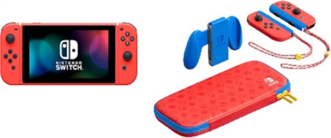 Switch Console, 32GB Mario Red Joy-Con W/Case, Grip & Straps, Unboxed ...